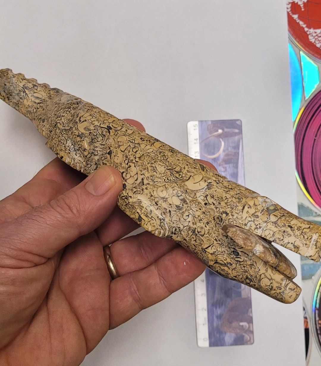 Large Fossil Stone Crocodile (with Fish in Its Mouth) Carving - Etsy