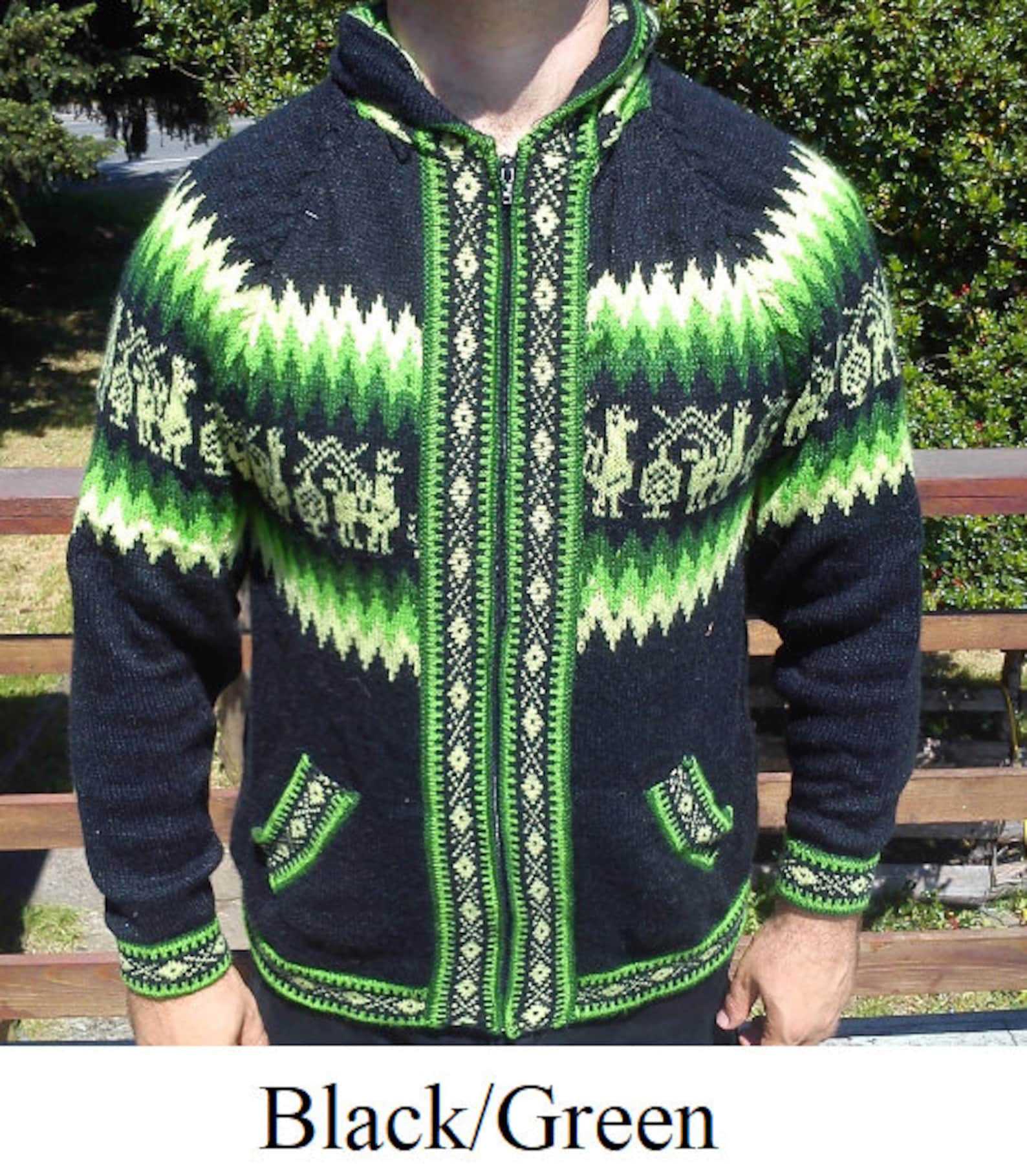 Colourful Alpaca Sweater Hoodie. Warm Sweater Boho Sweater Festival ...