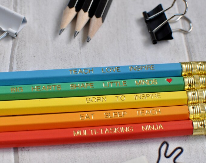 Teaching Inspired Pencil Set End of Term Gift Teacher - Etsy UK
