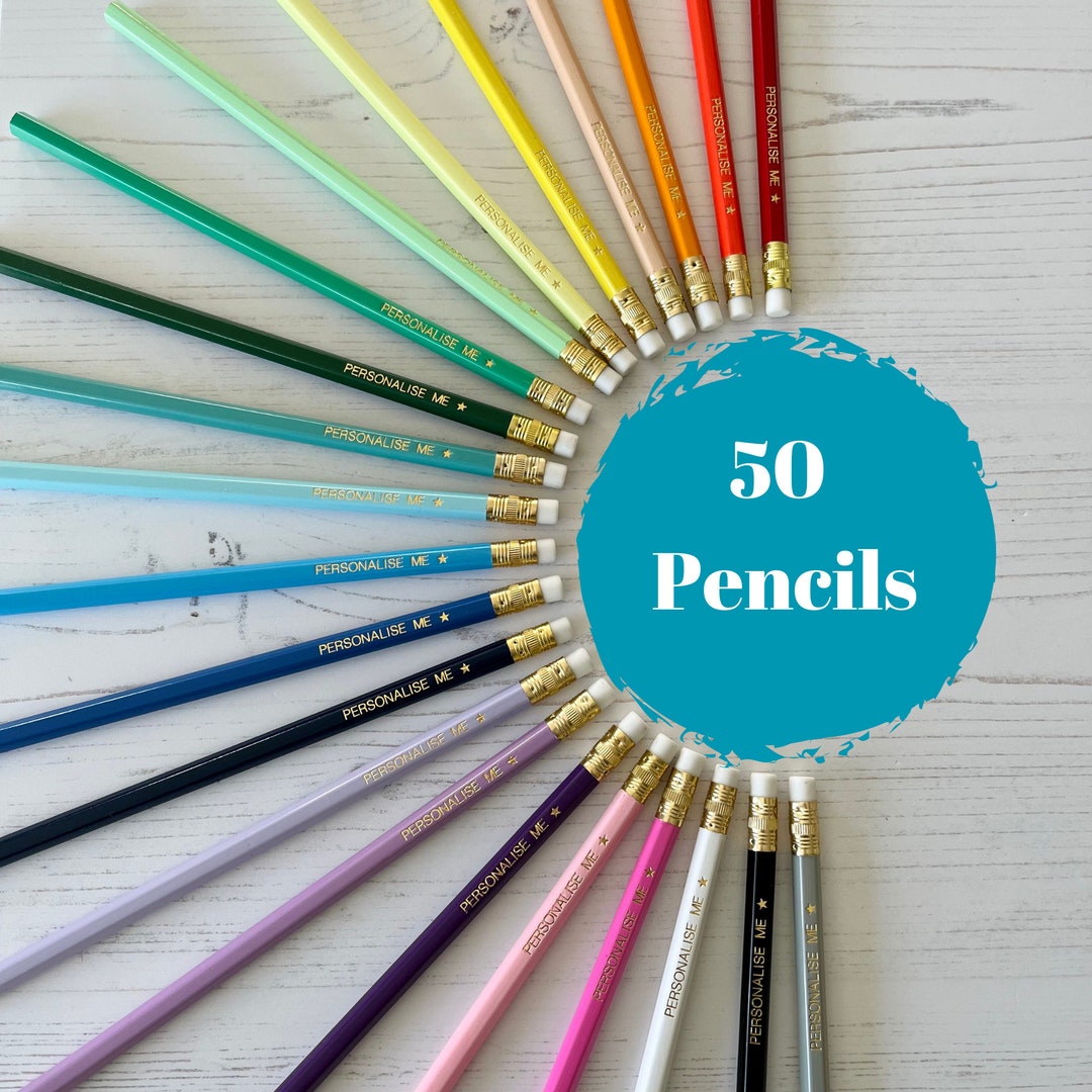 Set of 50 Personalised Pencils - Bulk Customised Pencil Set - Etsy UK