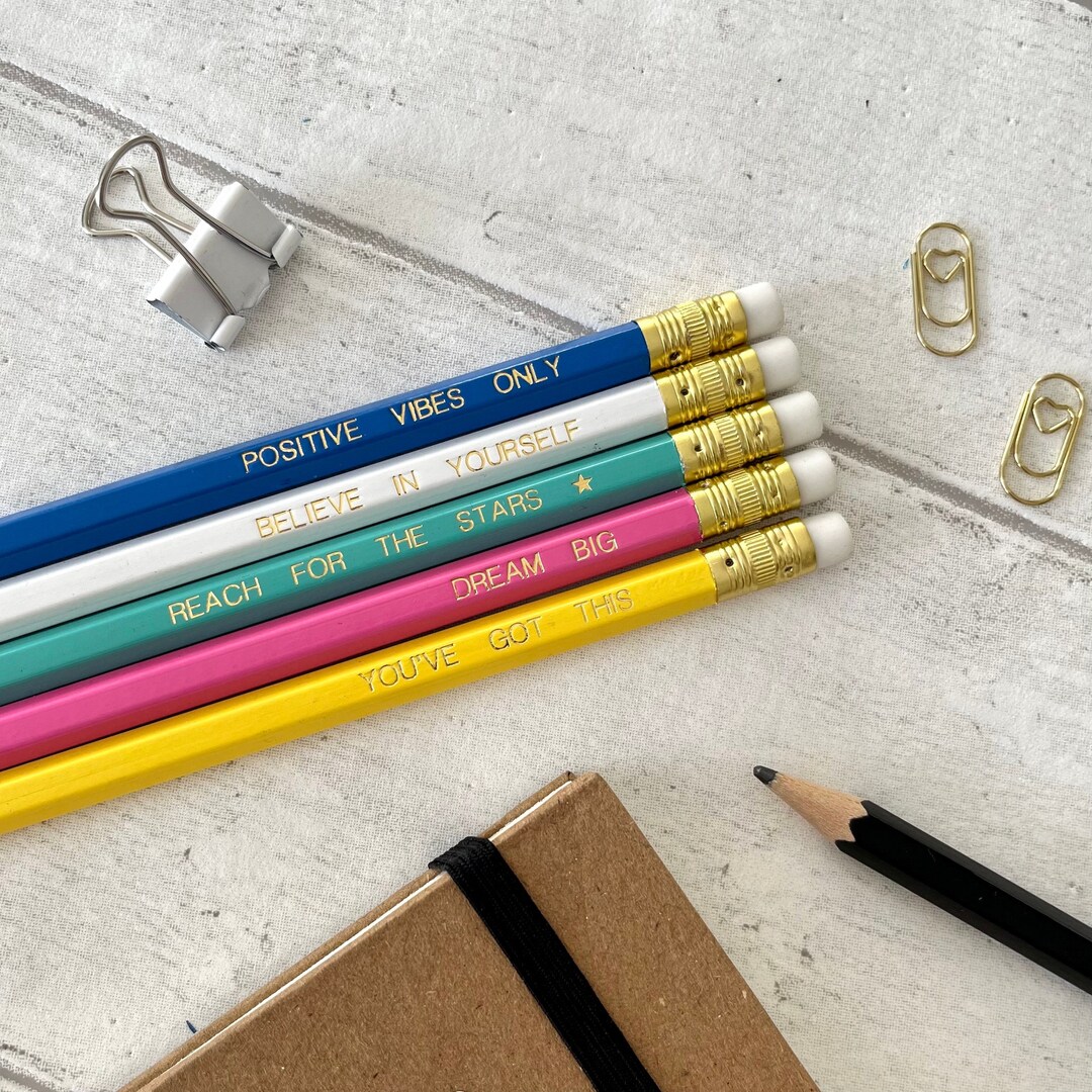 Positive Pencil Set - Mental Health Gift - Motivational Pencils - Self ...