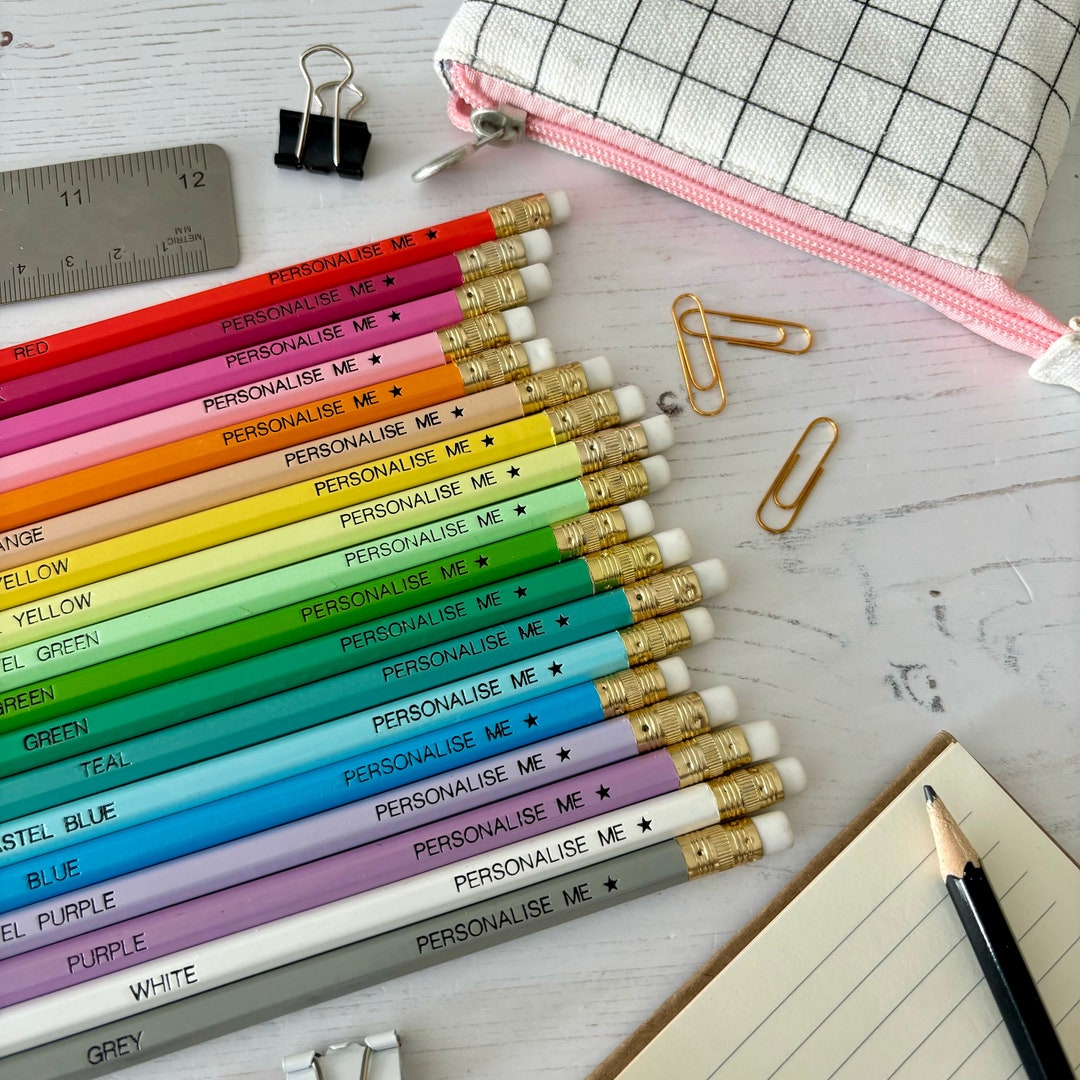 Personalised HB Pencil Set: Black Foil Text, Class Gifts - Etsy UK