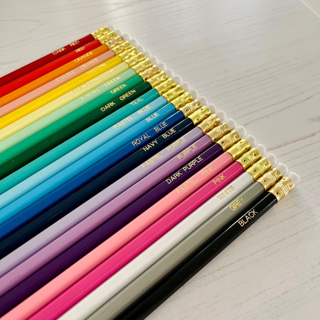 Set of 5 HB Pencils: Mix & Match Gold Foil Hand Stamped - Etsy UK