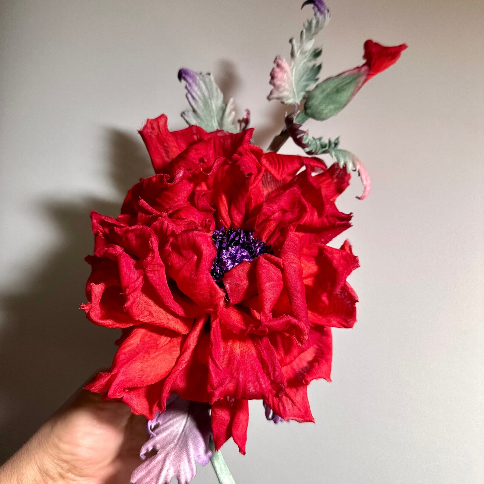 Large Silk Flower Big Red Floral Brooch Silk Poppy, Fashionable Trendy ...