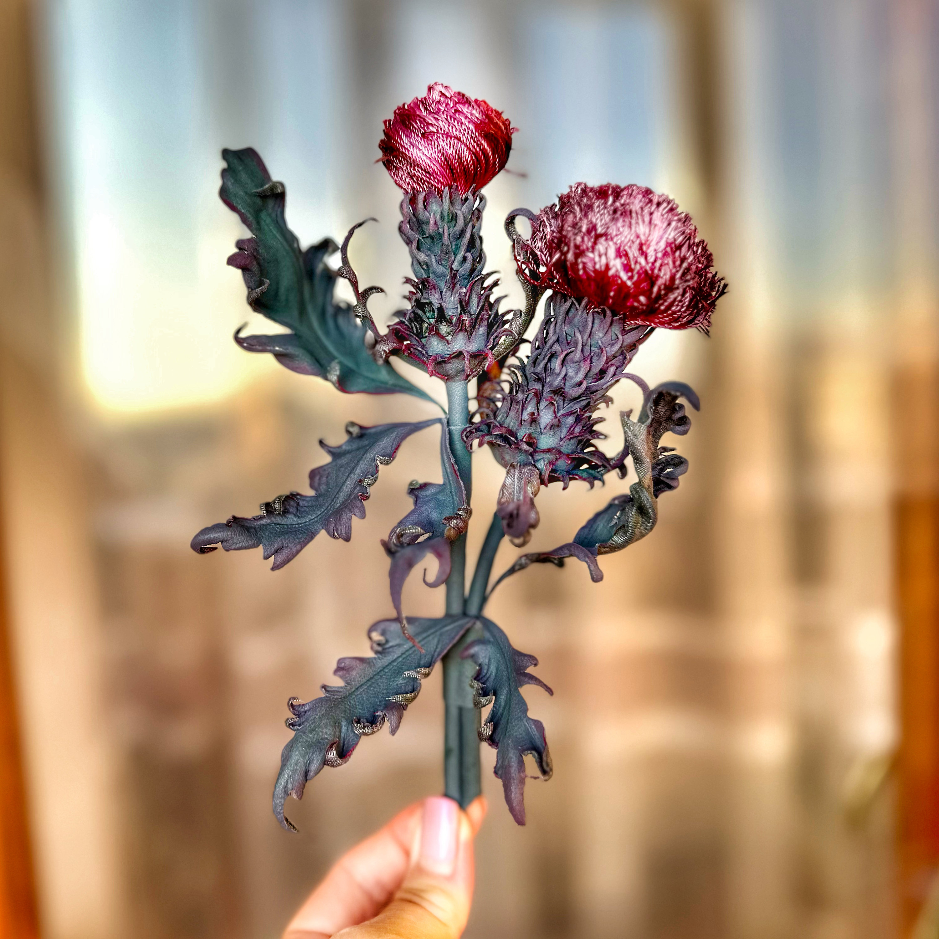 Very Realistic Scottish Thistle.leather Silk Floral Brooch.unique ...