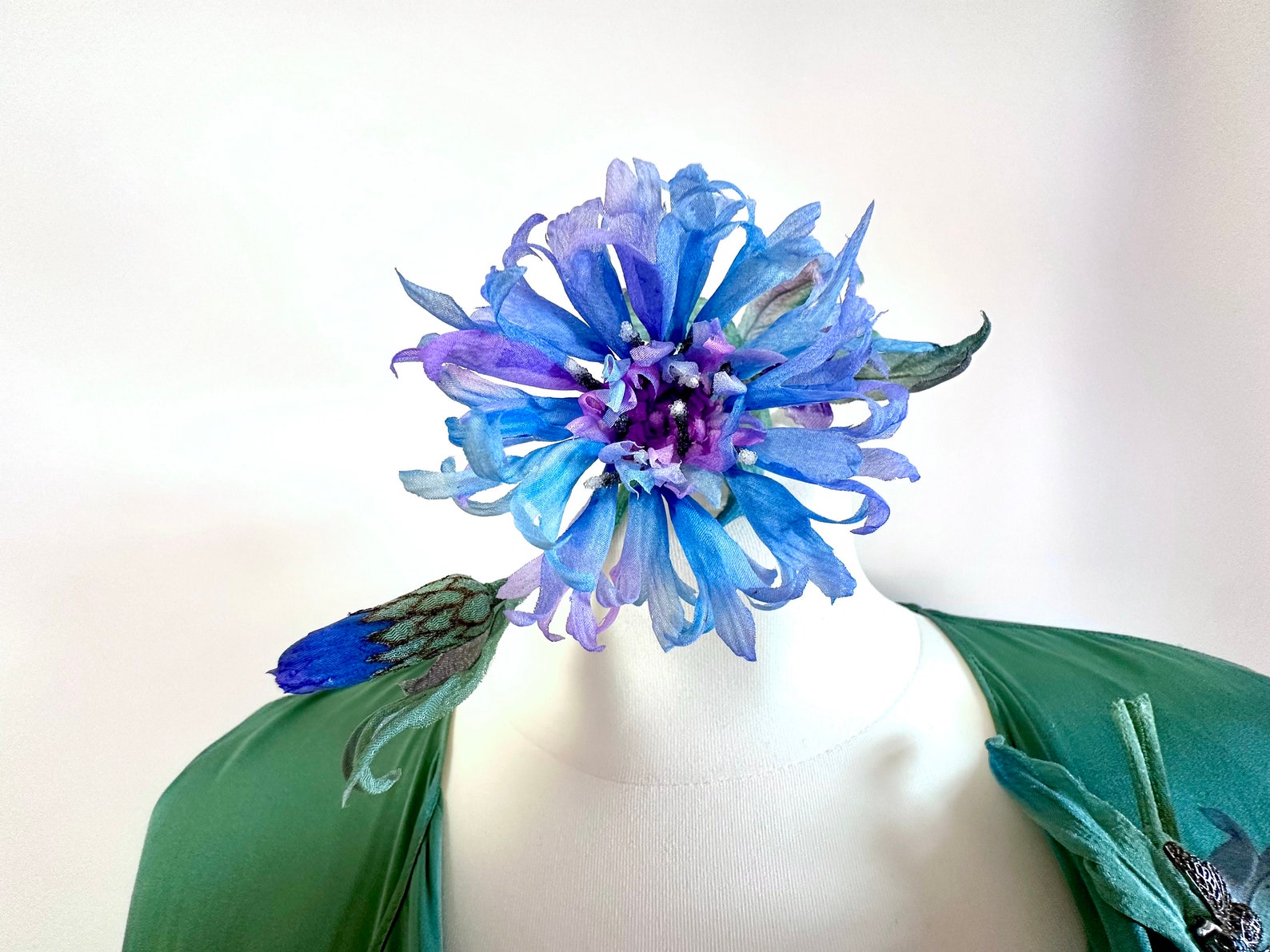 Unique Silk Cornflower Brooch Pin, Premium Fabric Blue Floral Jewelry ...