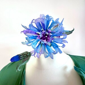 Unique Silk Cornflower Brooch Pin, Premium Fabric Blue Floral Jewelry ...