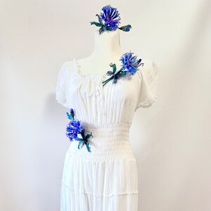 Unique Silk Cornflower Brooch Pin, Premium Fabric Blue Floral Jewelry ...