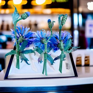 Unique Silk Cornflower Brooch Pin, Premium Fabric Blue Floral Jewelry ...