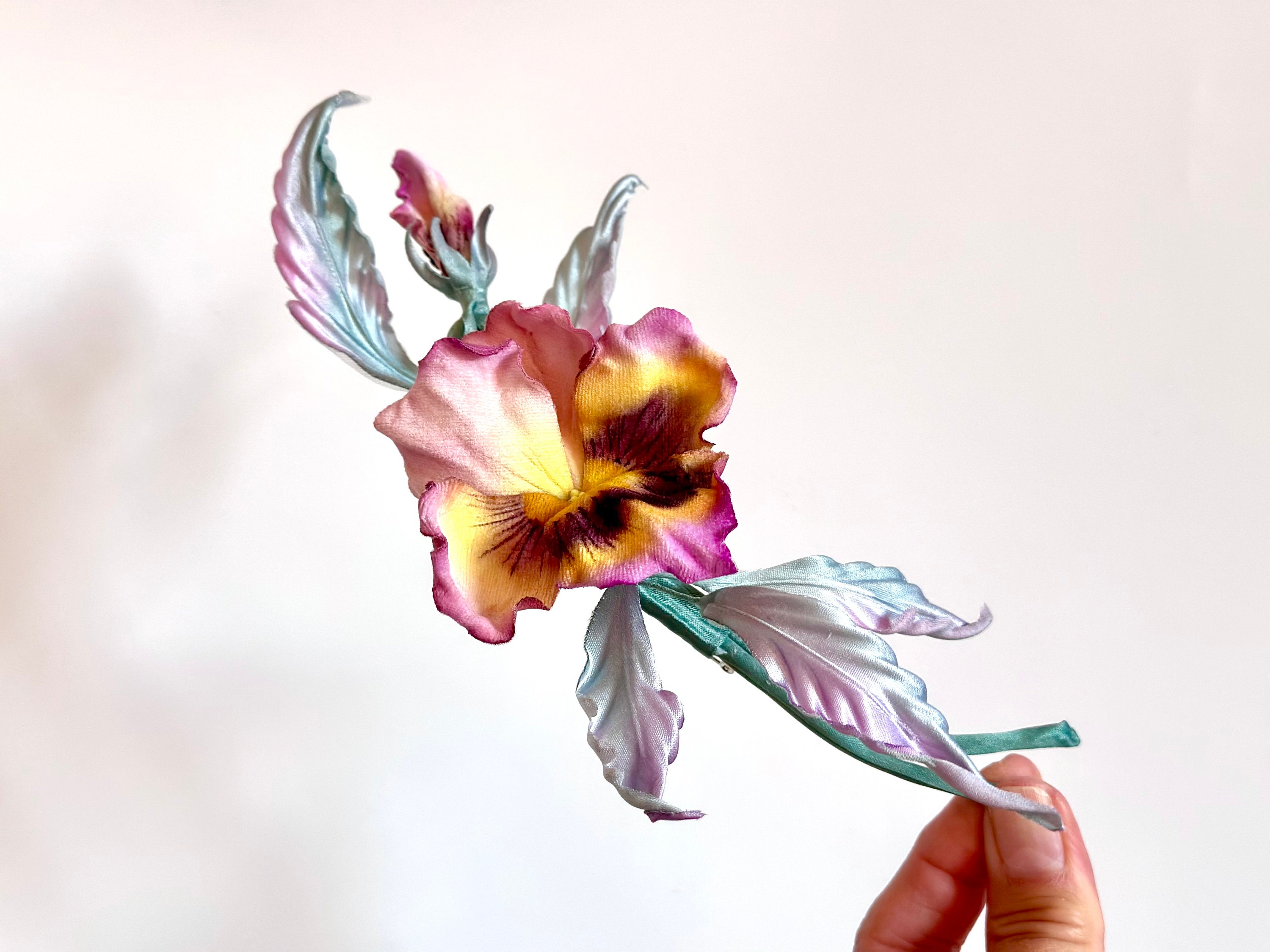 Pink PANSY FLOWER, Handmade Velvet Pansies Brooch, Velvet Pansy ...
