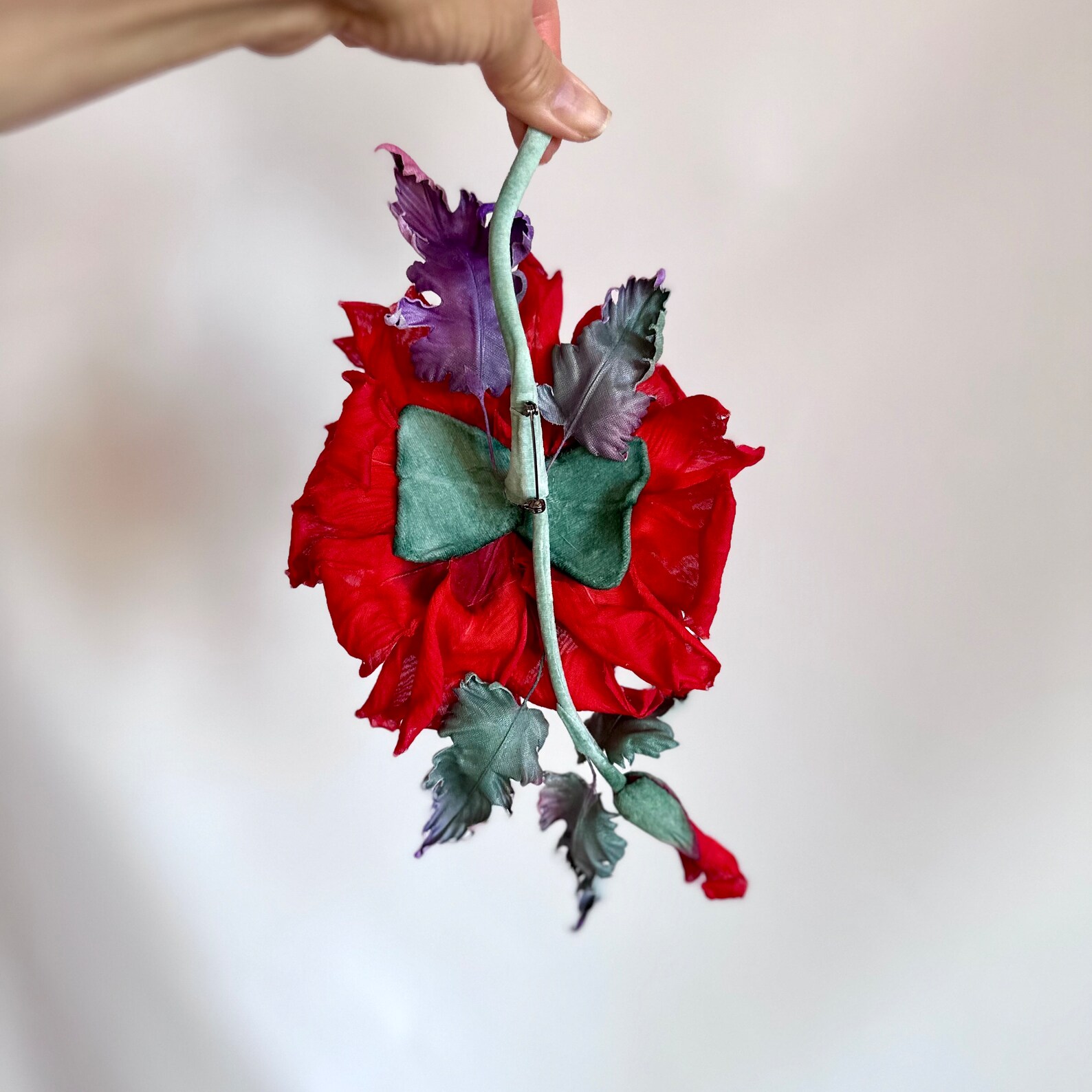 Large Silk Flower Big Red Floral Brooch Silk Poppy, Fashionable Trendy ...