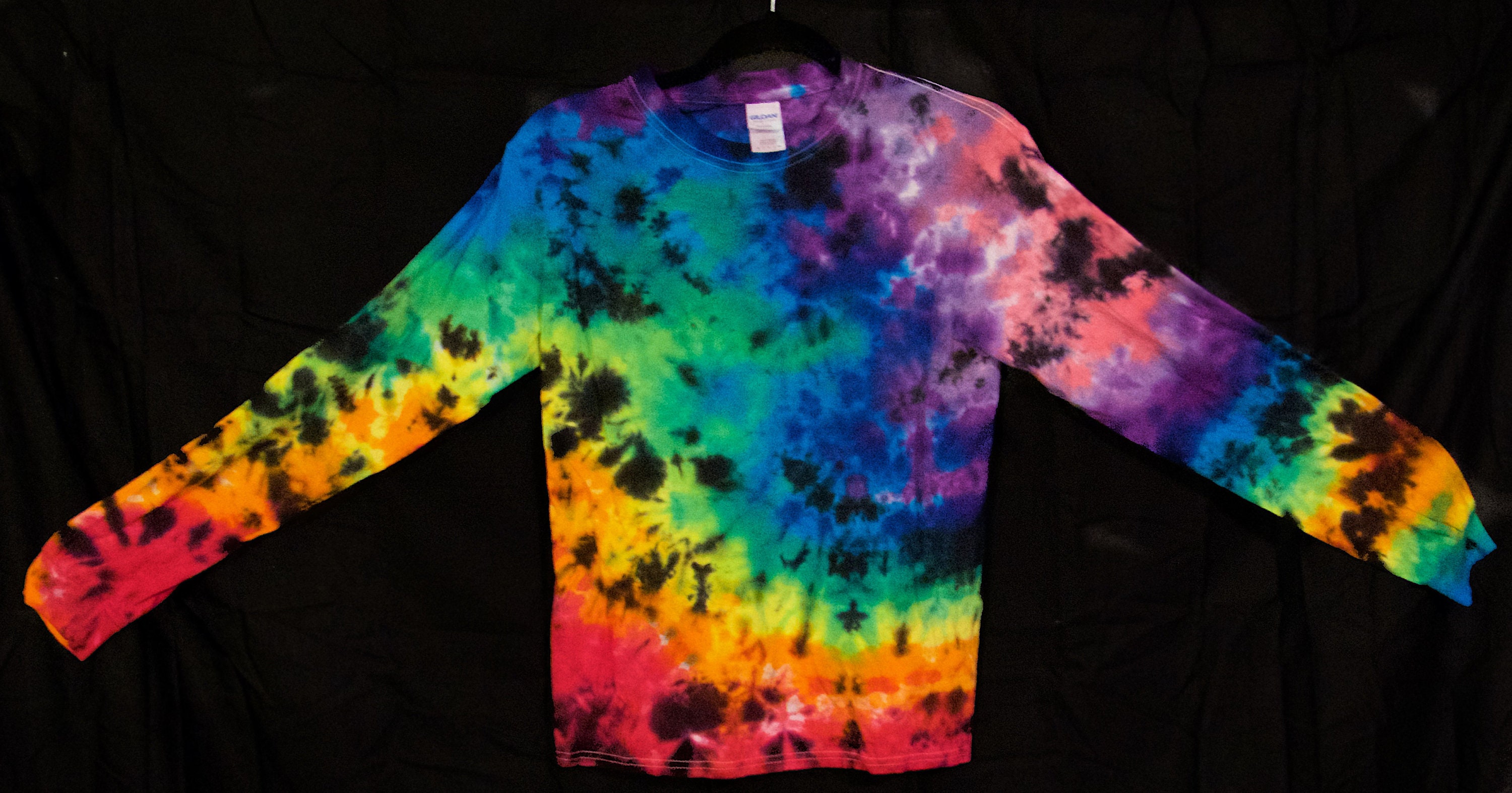 Tie Dye Long Sleeve T Shirt Unisex Size Adult Small Rainbow Etsy