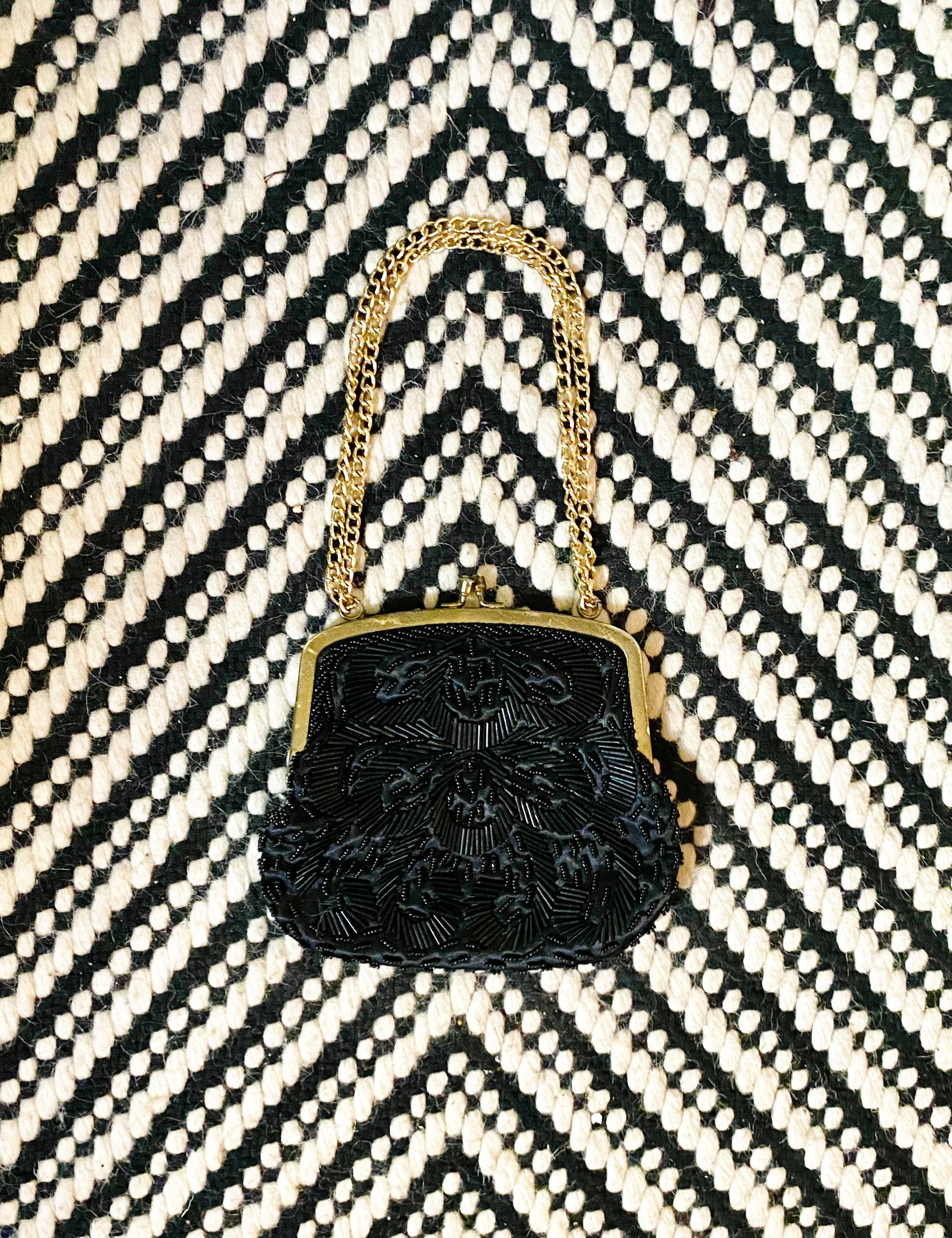 Vintage Black Beaded Clamshell Closure Purse - Etsy