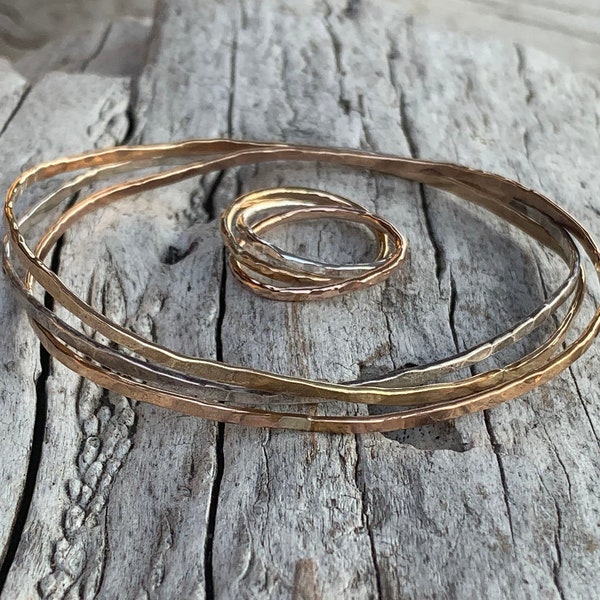 Mixed Metal Bangle - Etsy