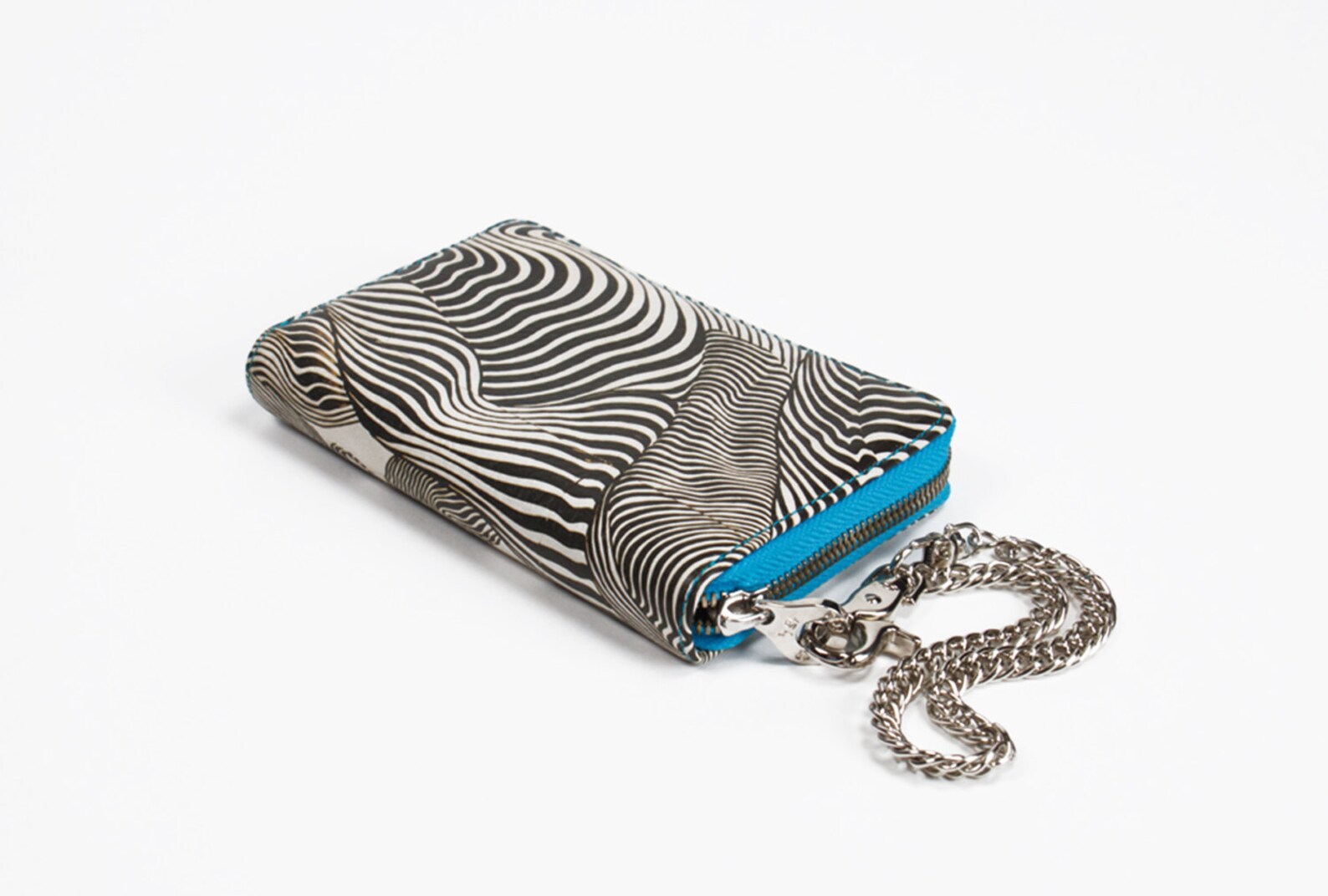Leather Hand Wallet Zebra Graffiti Print Zip Around With Wristlet Chain ...