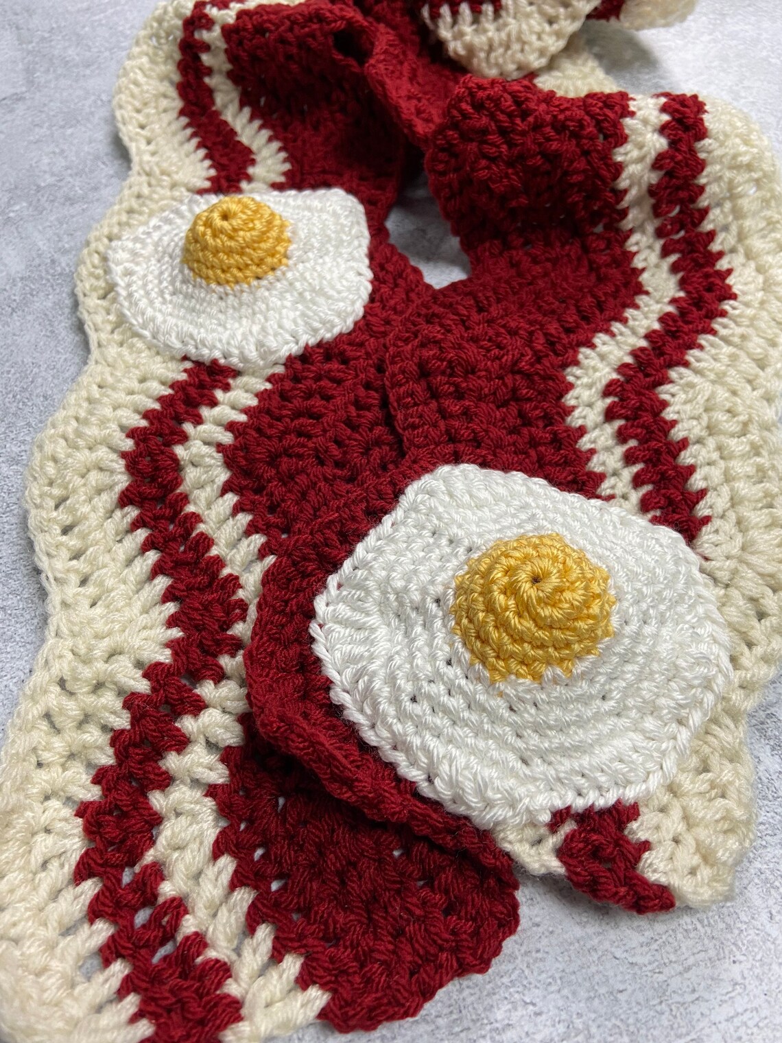 Crochet Bacon and Eggs Scarf Crochet Breakfast or Brunch | Etsy