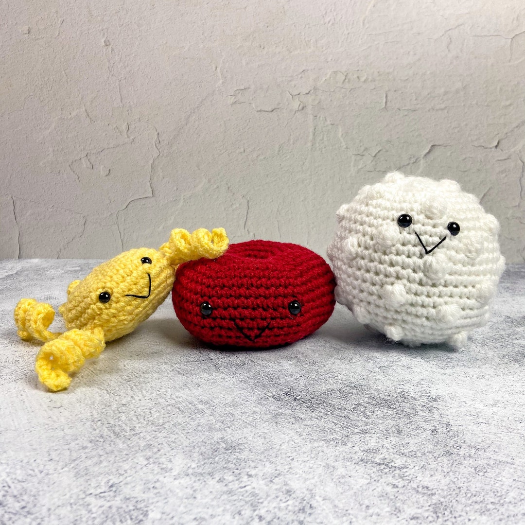 Crochet Blood Cell Plush Trio, Crochet Red Blood Cell, White Blood Cell ...