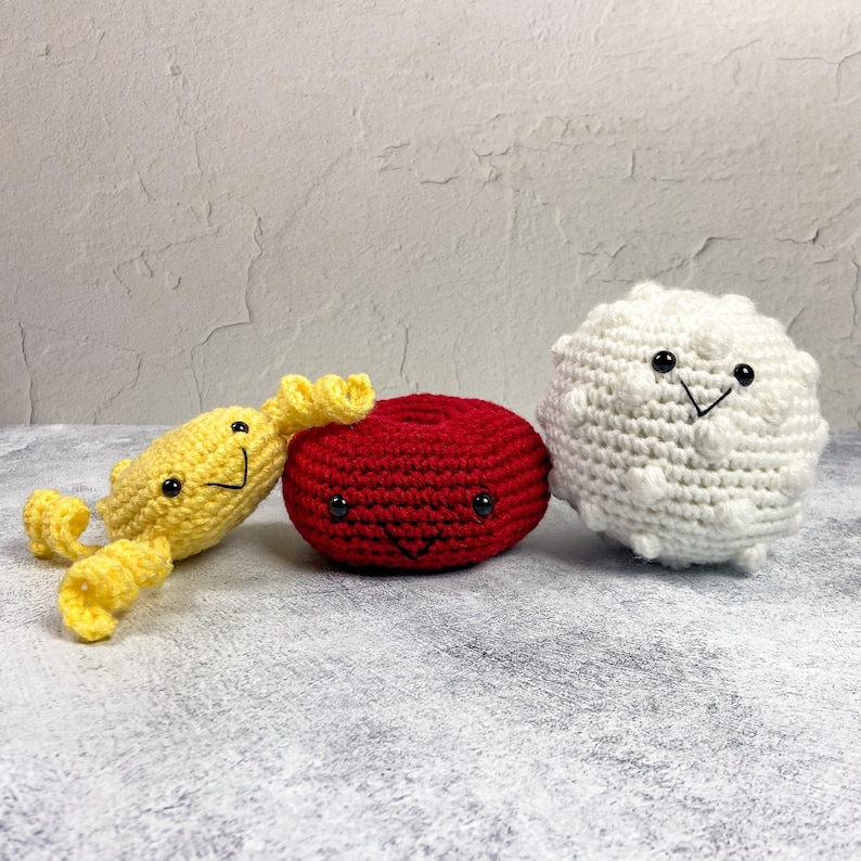 Crochet Blood Cell Plush Trio, Anatomy Science Gift - Etsy