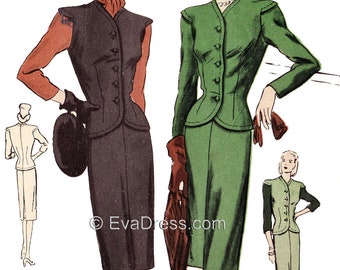 1947 Two-piece Suit New-look Inspired Pattern by Evadress | Etsy