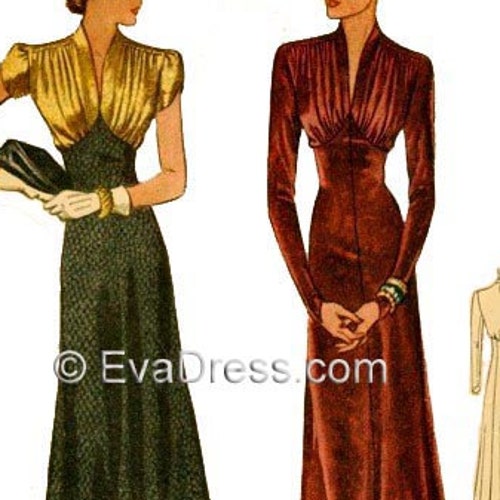 1938 Day or Evening Dress Pattern by Evadress One of Our Most - Etsy