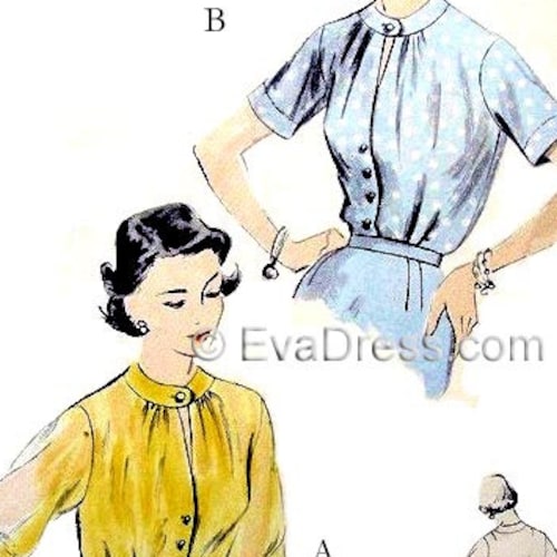 1951 Keyhole Blouse Pattern by Evadress - Etsy