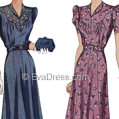 1938 Day or Evening Dress Pattern DIGITAL PATTERN Set B by - Etsy