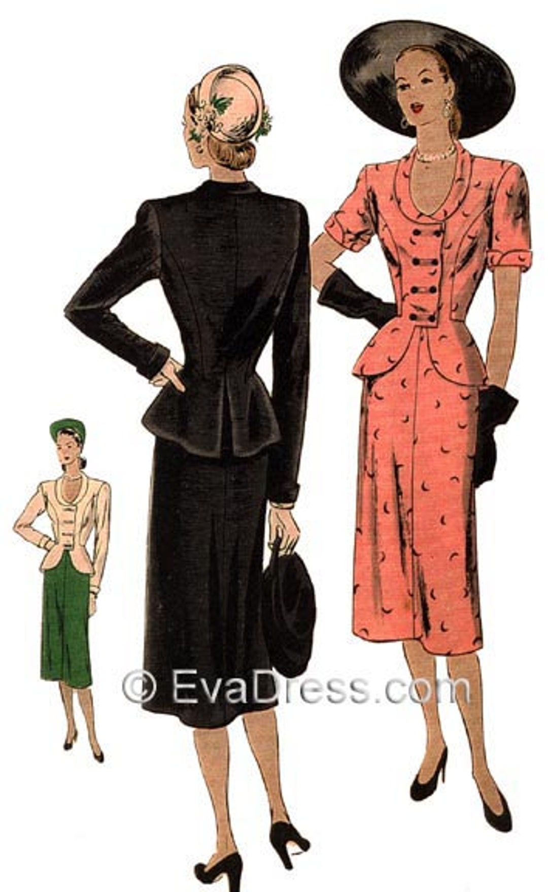 1946 Two-piece Suit Dress Pattern by Evadress - Etsy
