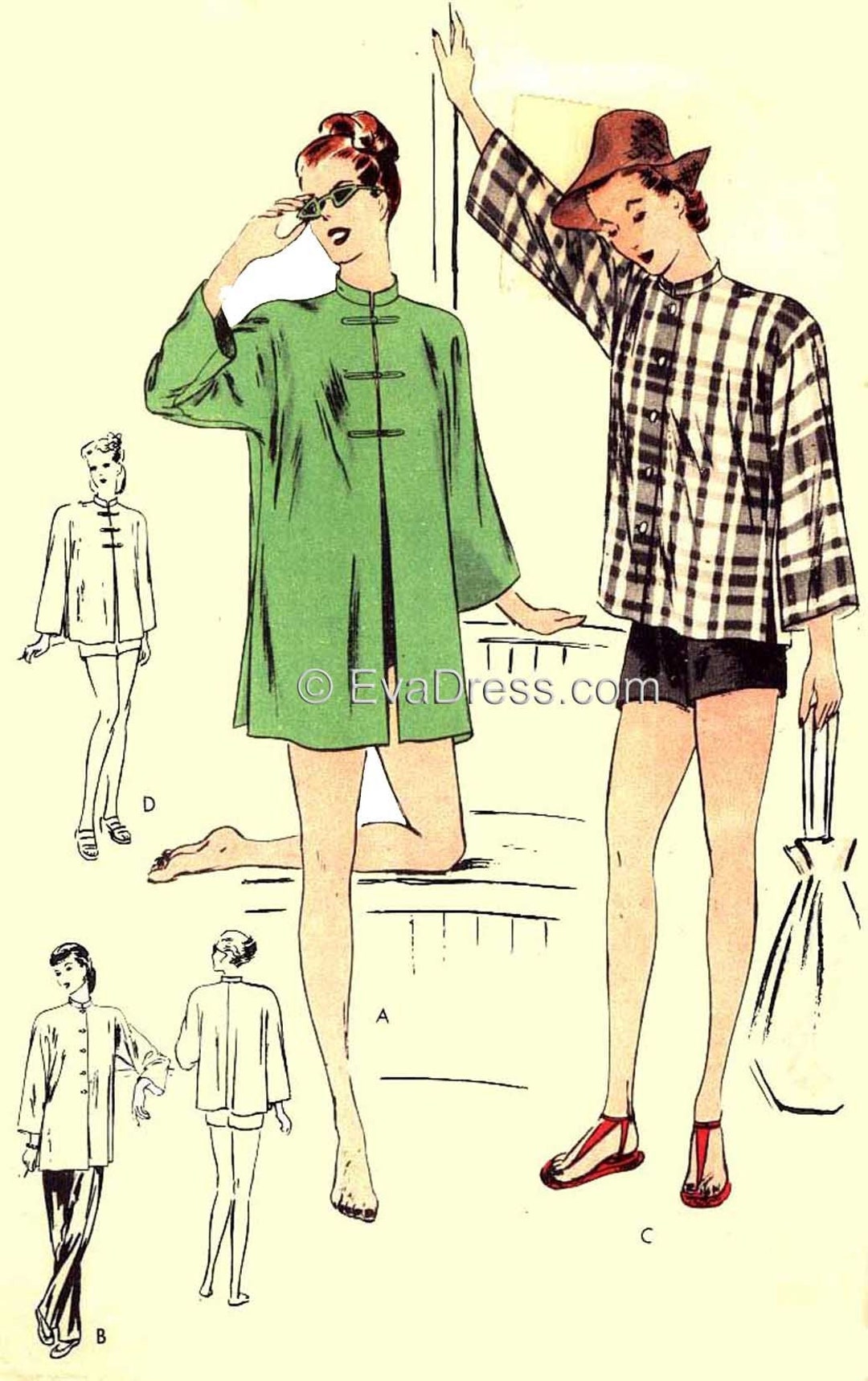 1945 Mandarin Jacket DIGITAL Pattern by Evadress - Etsy