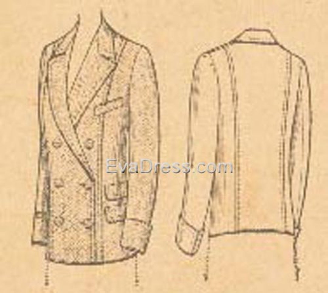 1908 Double Breasted Jacket Pattern by Evadress - Etsy