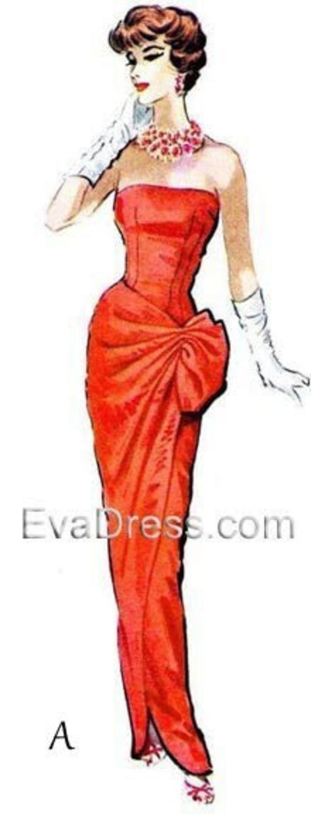 1957 Long Side-tie Dress Multi-size DIGITAL PATTERN Set A by Evadress ...