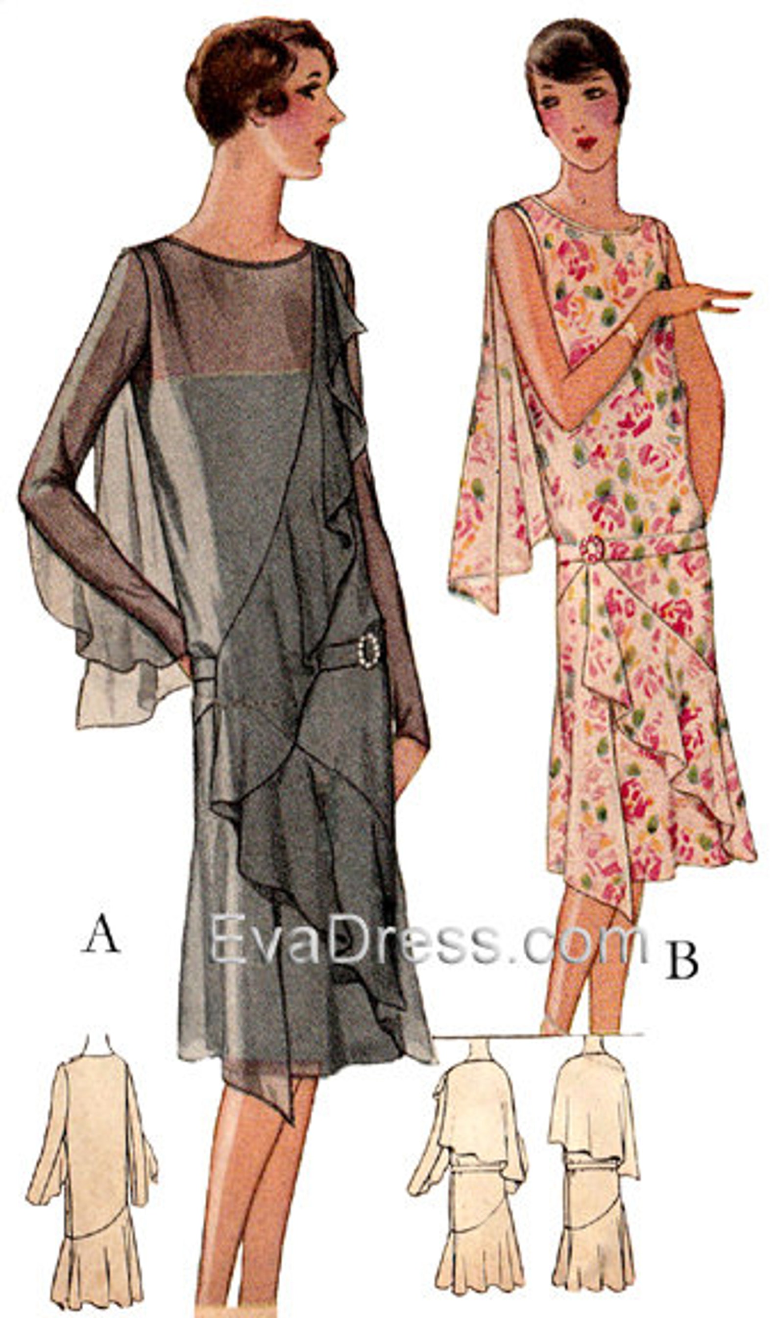 1928 Flounce-y Frock, Multi-size Pattern by Evadress - Etsy