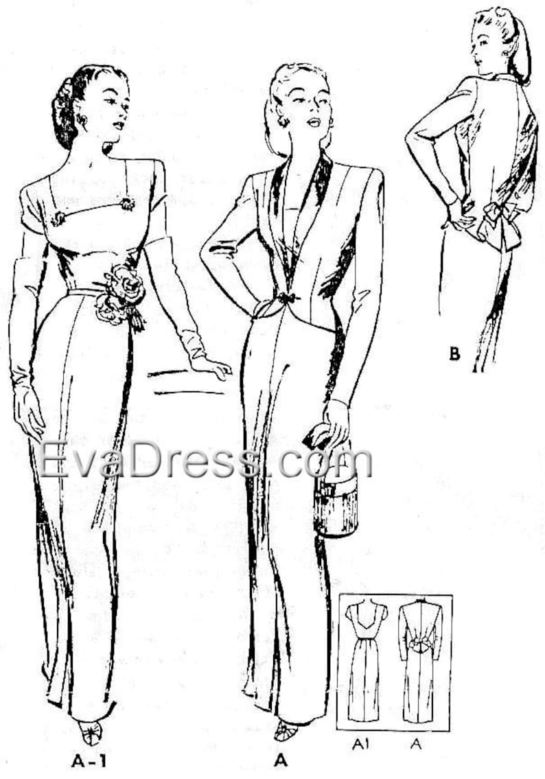 1944 Evening Dress & Jacket Pattern by Evadress - Etsy