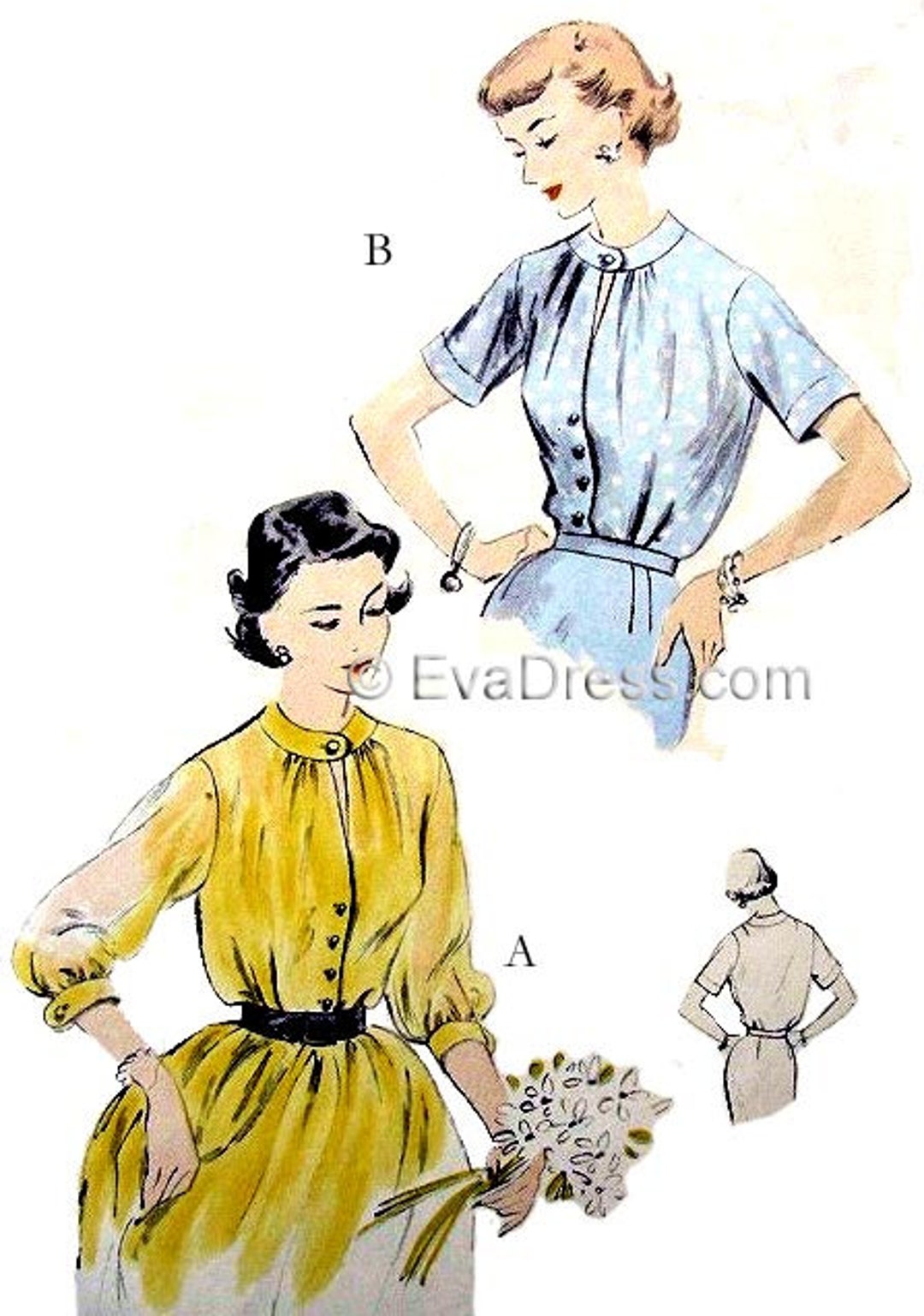 1951 Keyhole Blouse Pattern by Evadress - Etsy