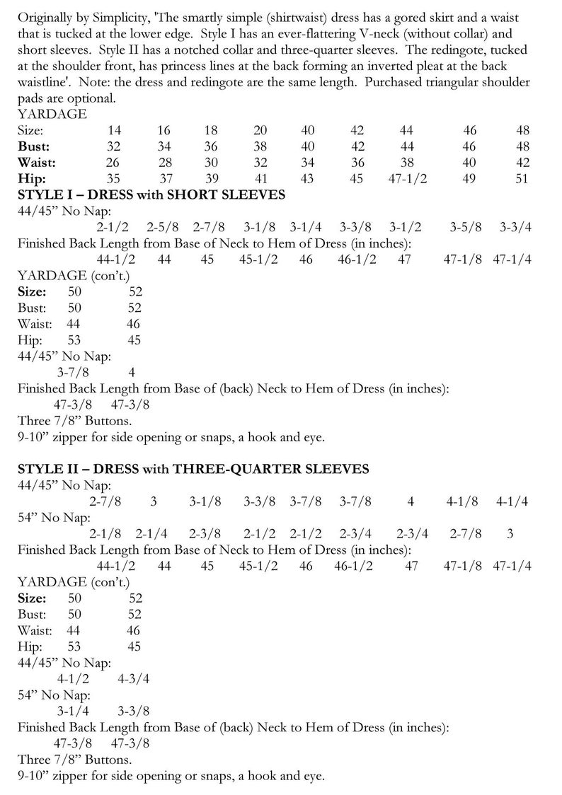 1943 Dress & Redingote DIGITAL PATTERN Set A by Evadress - Etsy