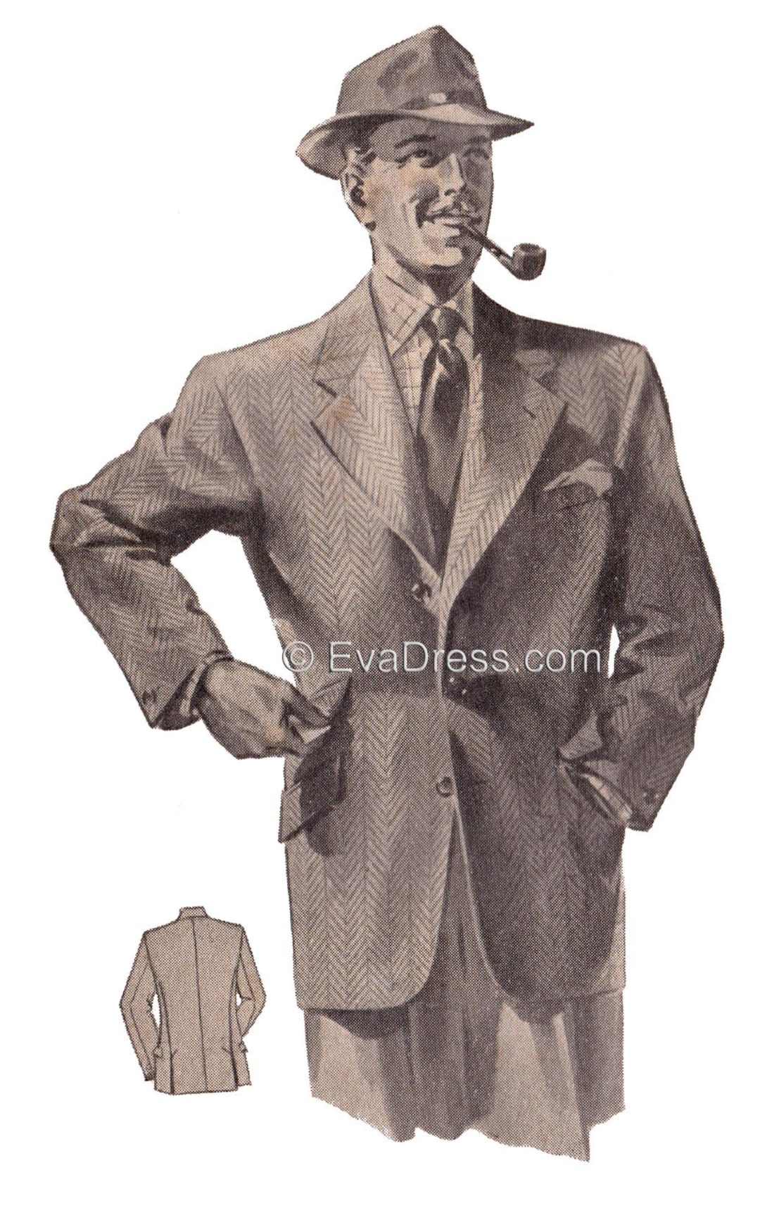 1940's Men's Semi-hacking Jacket, Multi-size DIGITAL PATTERN Set A by ...
