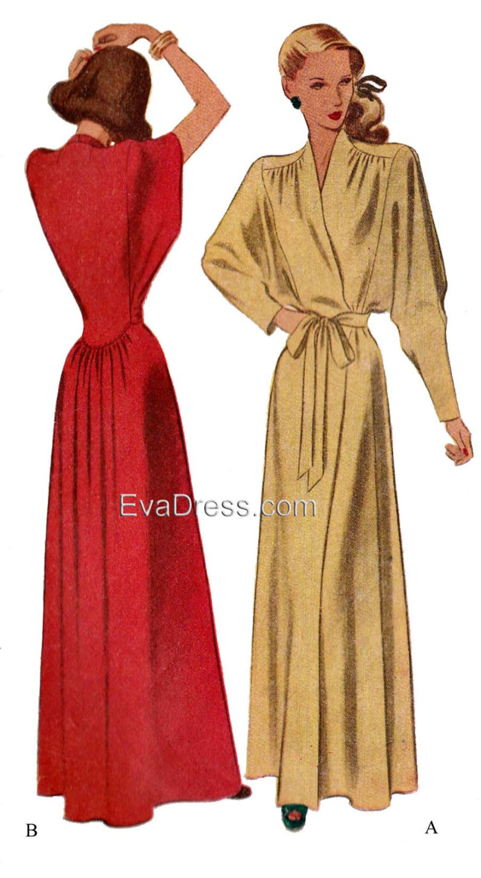 1947 Négligée DIGITAL PATTERN by Evadress 36 to 40 Bust - Etsy