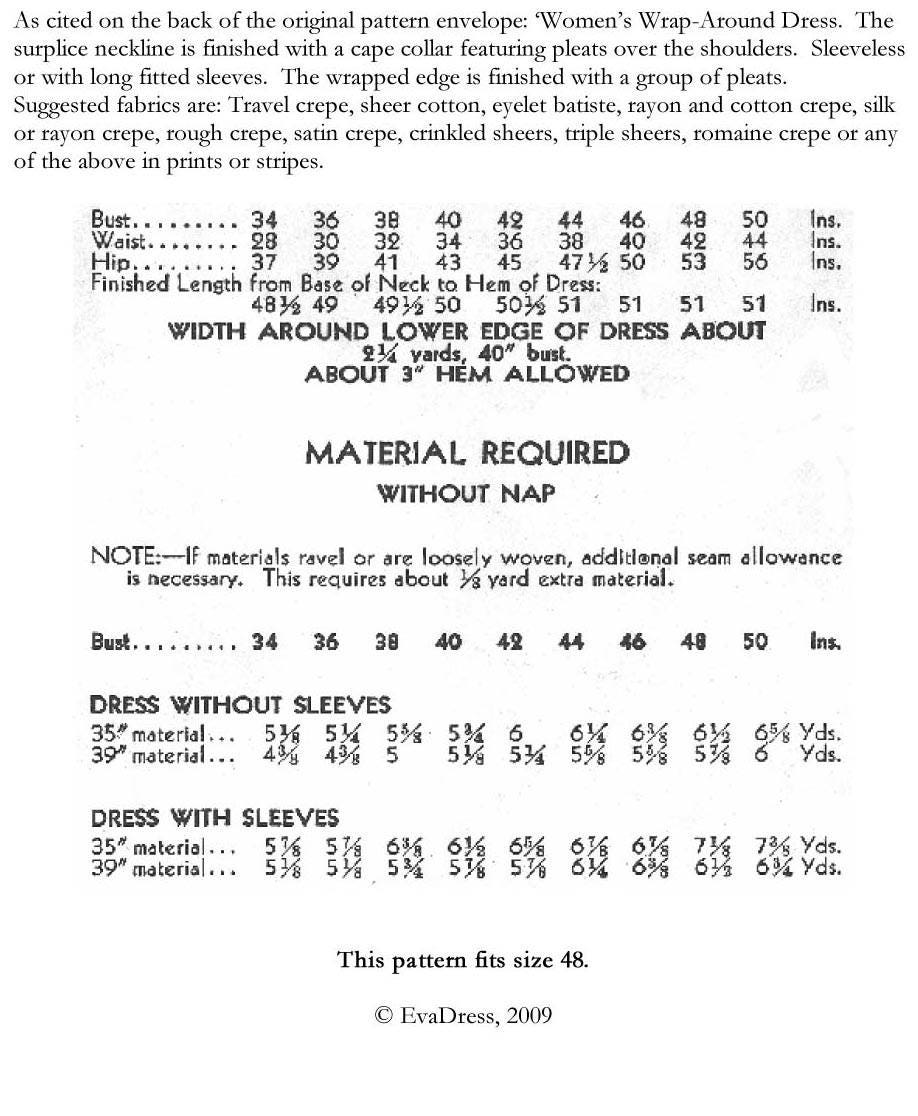 1936 Dress Pattern 48 Bust by Evadress - Etsy UK