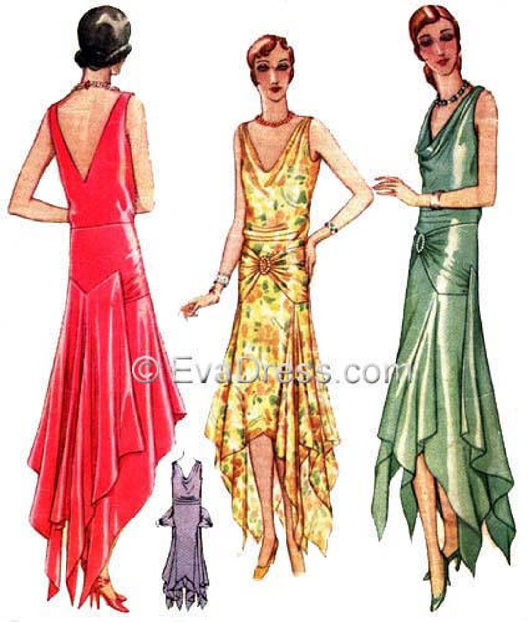 1929 Evening Frock DIGITAL PATTERN Set C by Evadress - Etsy