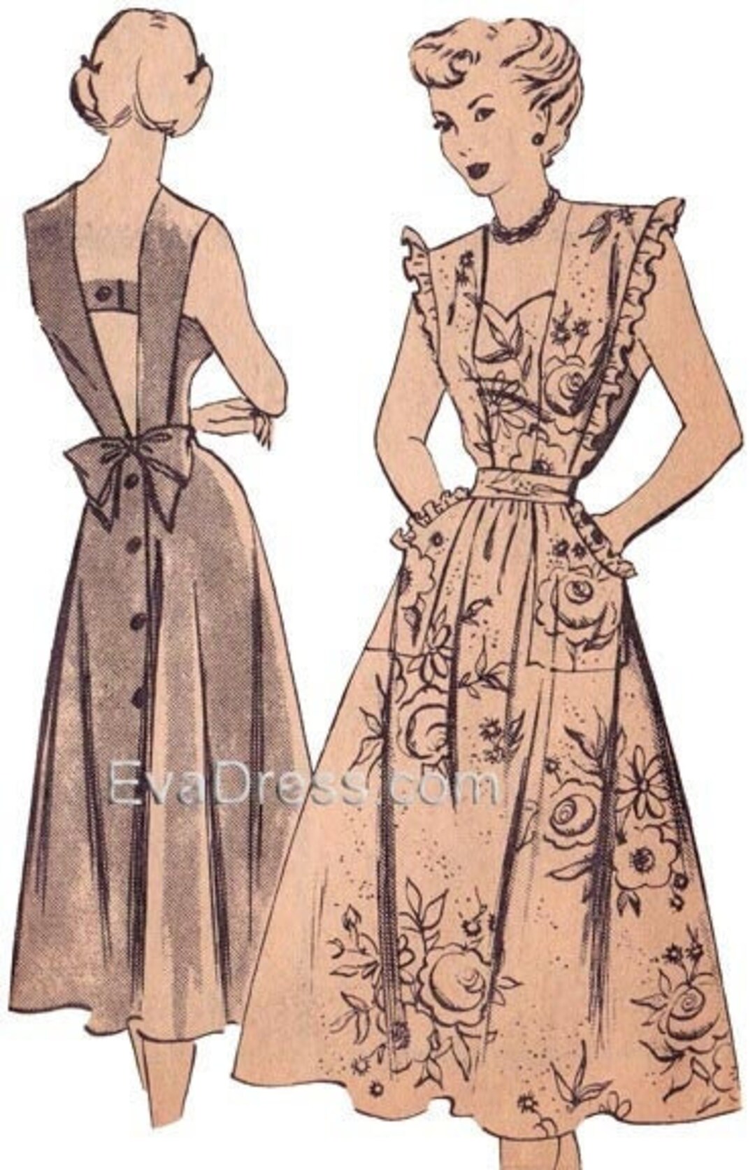 1949 Pinafore Style Sun Dress Pattern by Evadress - Etsy