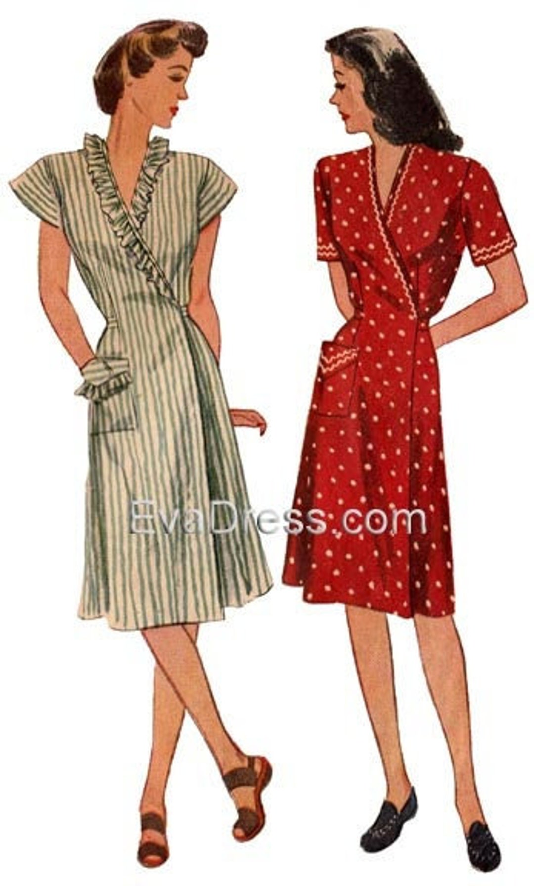 1944 House Shirtwaist Dress Pattern by Evadress - Etsy