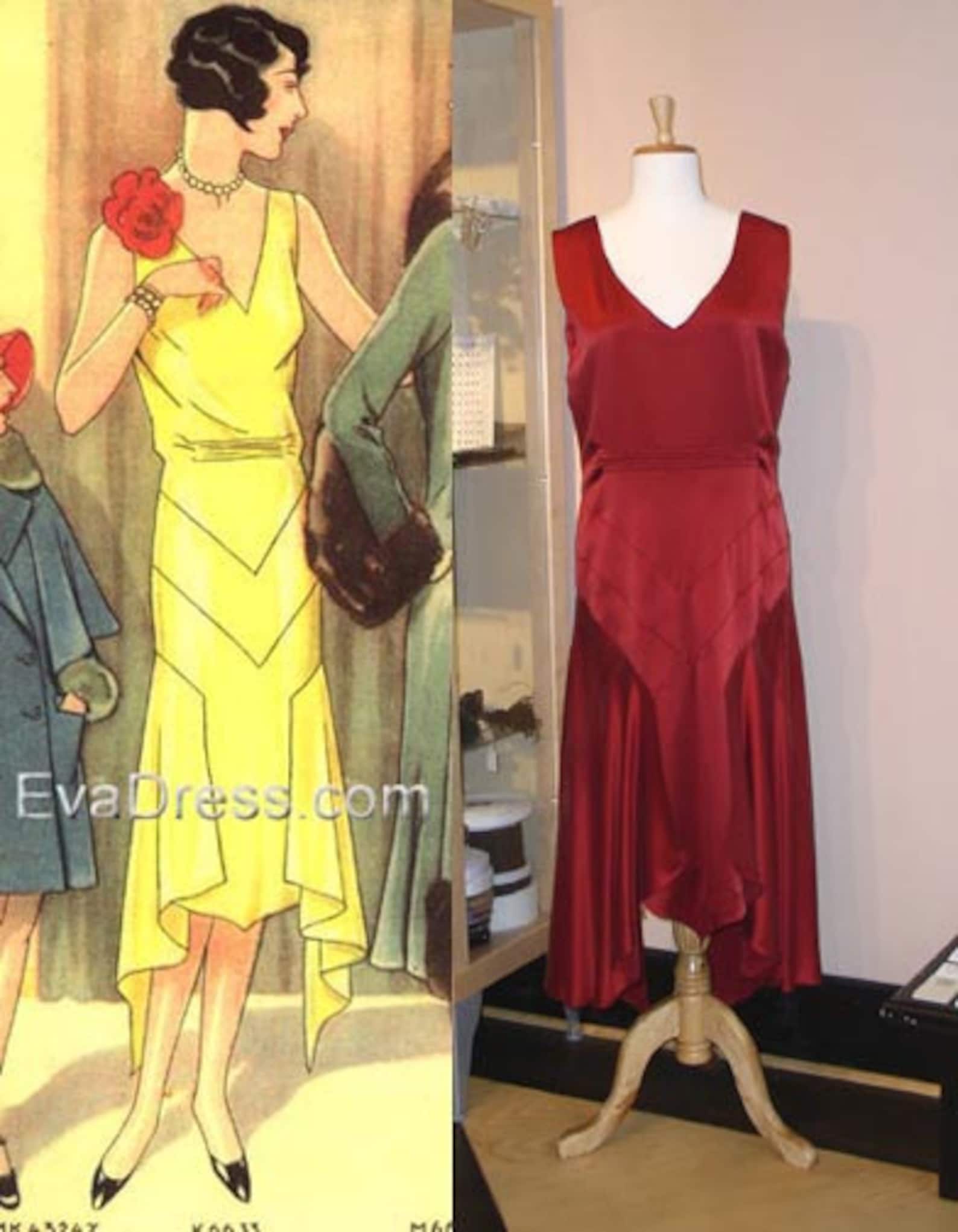 1929 Evening Frock With Handkerchief Hem Pattern by Evadress - Etsy