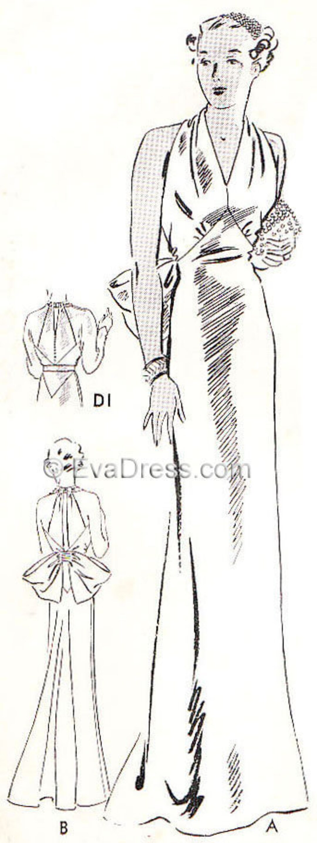 1935 Evening or Wedding Gown Pattern by Evadress - Etsy
