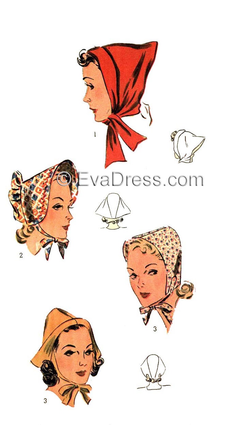 1937 Set of Three Bonnet Styles 22 Head Evadress Pattern - Etsy