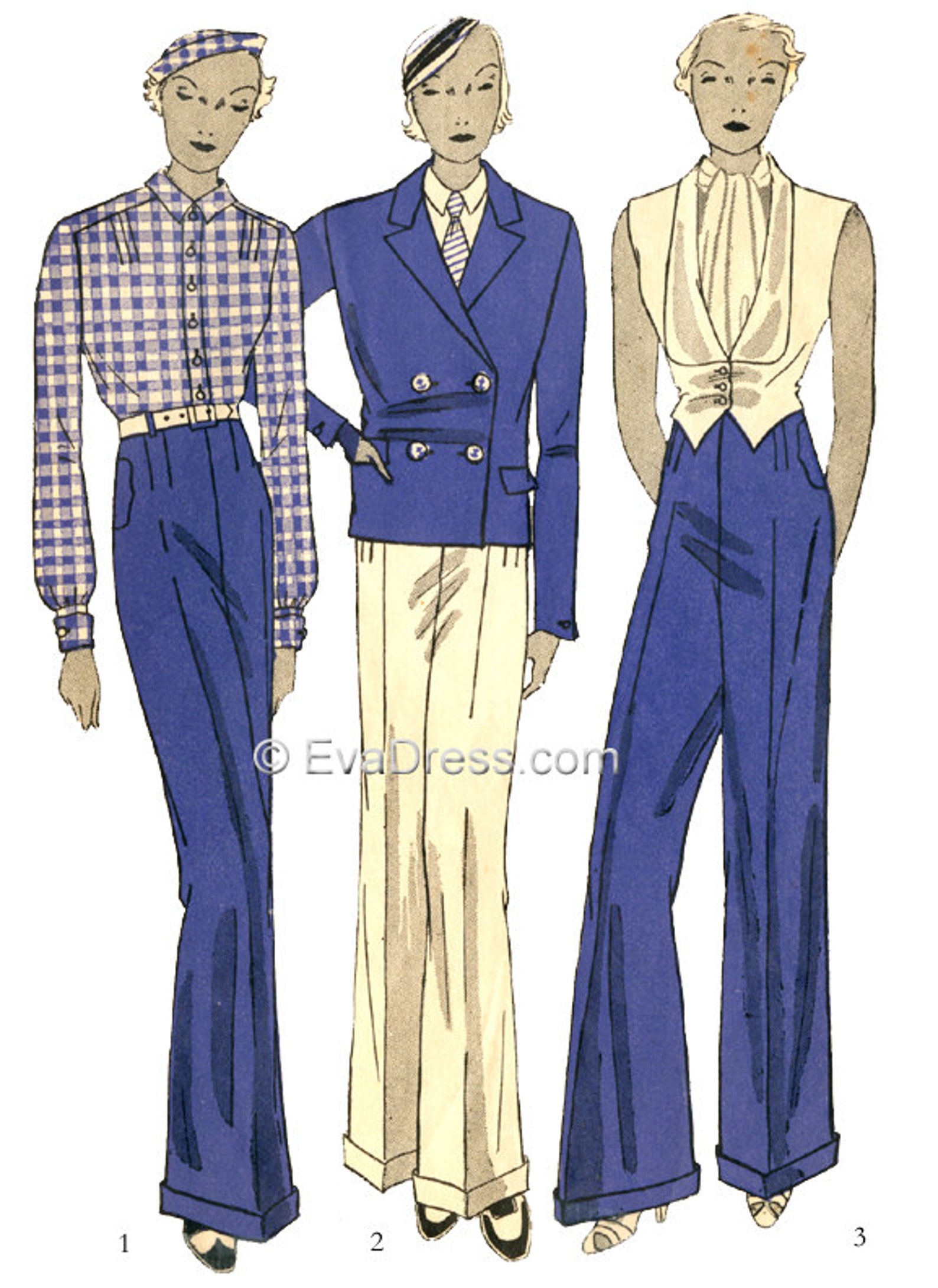 1933 Ladies' Four-piece Tuxedo Pattern by Evadress - Etsy