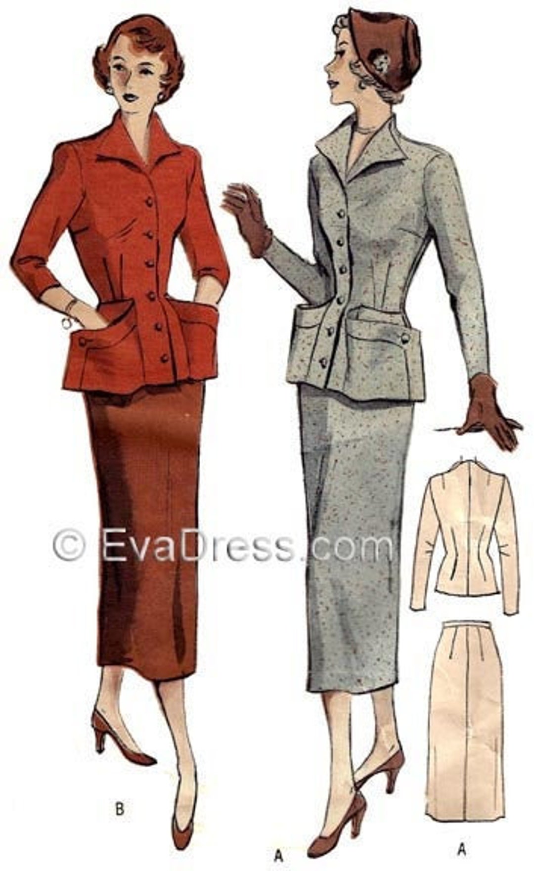 1949 Suit Dress Pattern by Evadress - Etsy