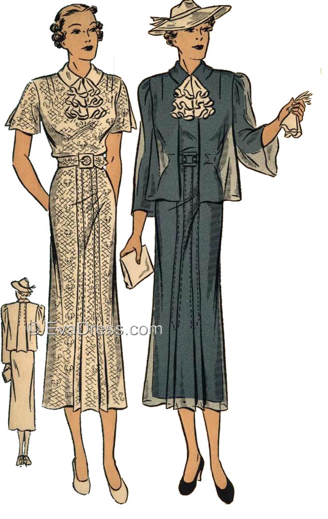 1936 Dress & Jacket Evadress Pattern - Etsy