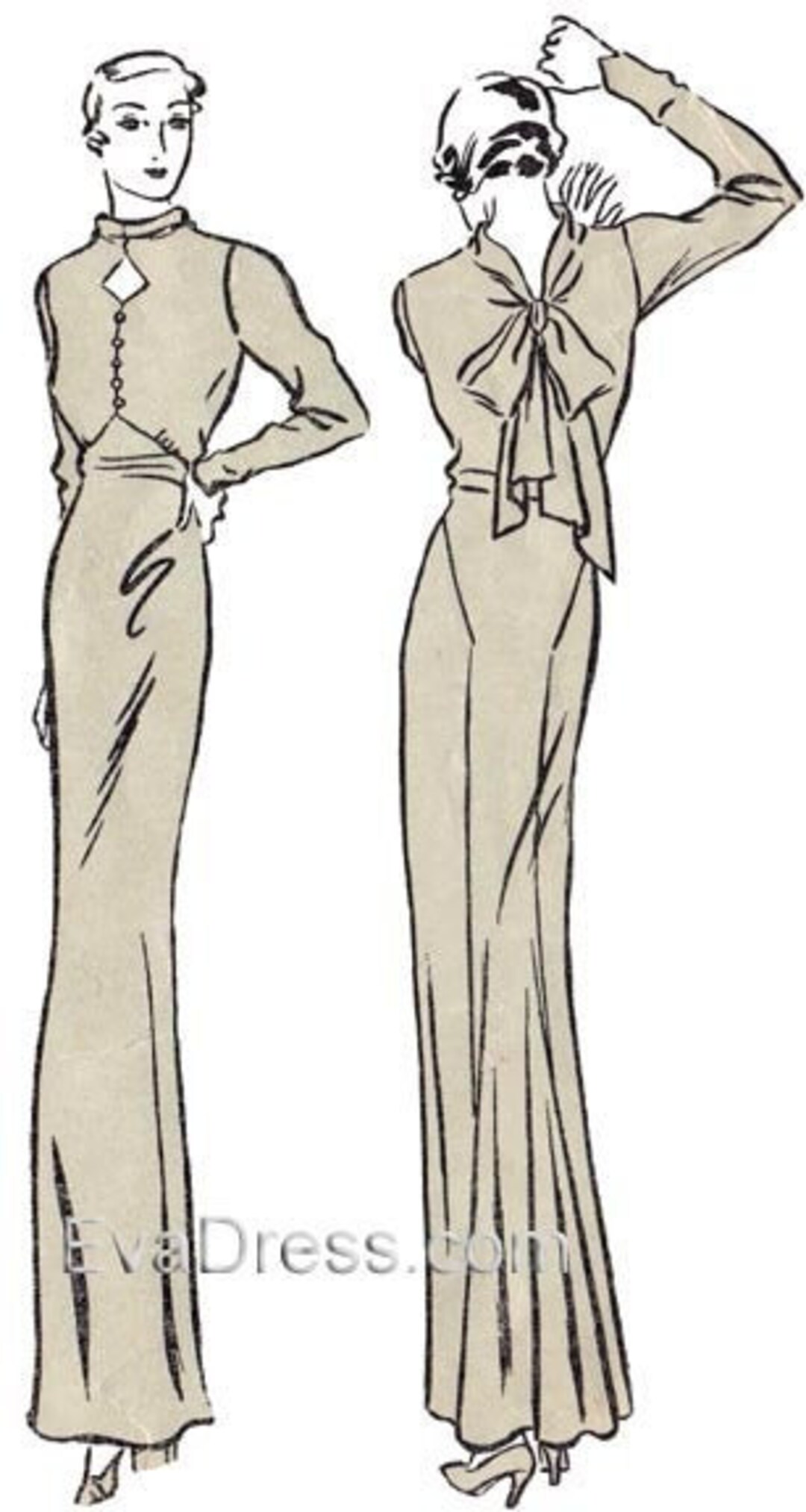 C. 1934 Evening Frock Pattern by Evadress - Etsy