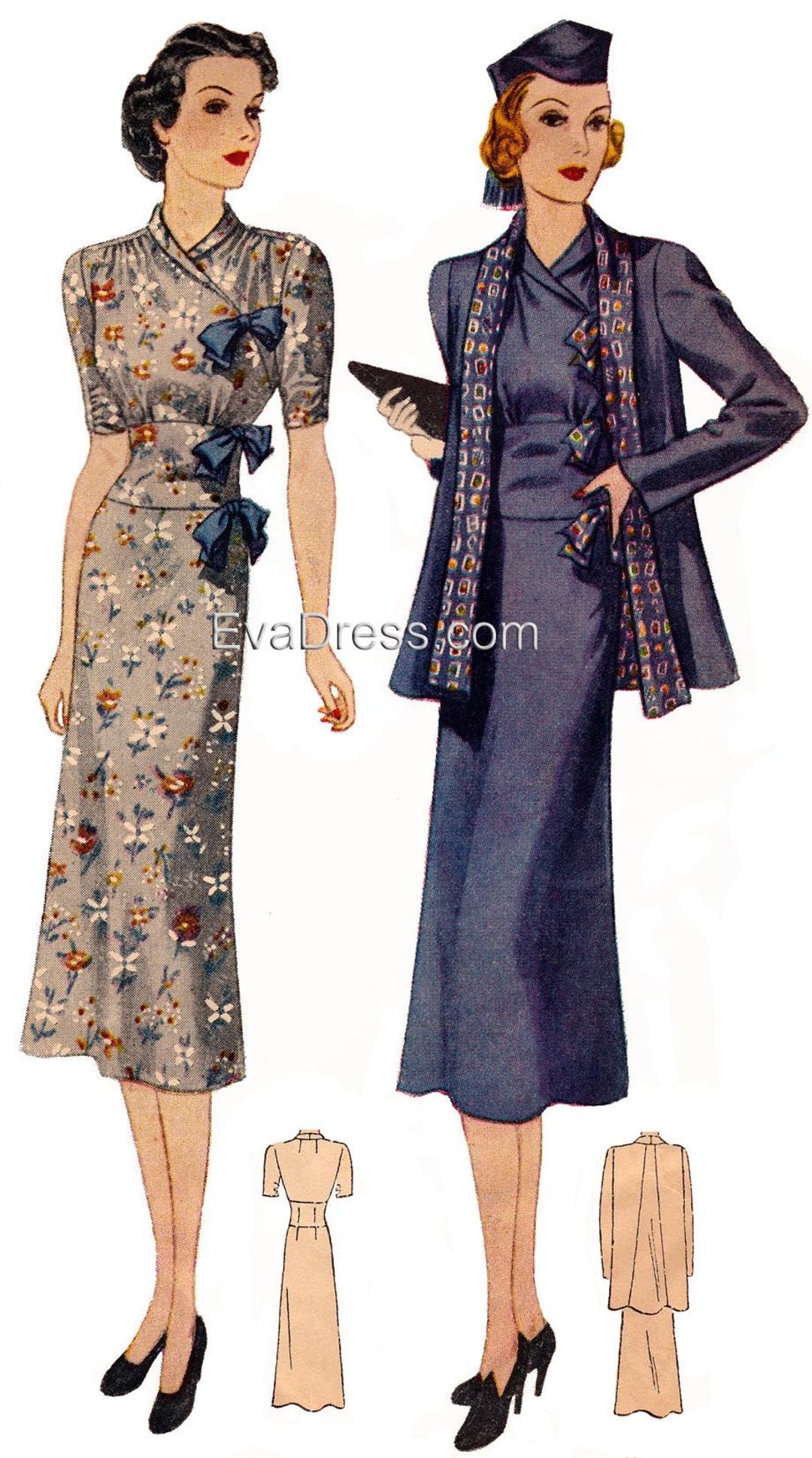 1938 Dress & Reversible Jacket Pattern by Evadress! - Etsy