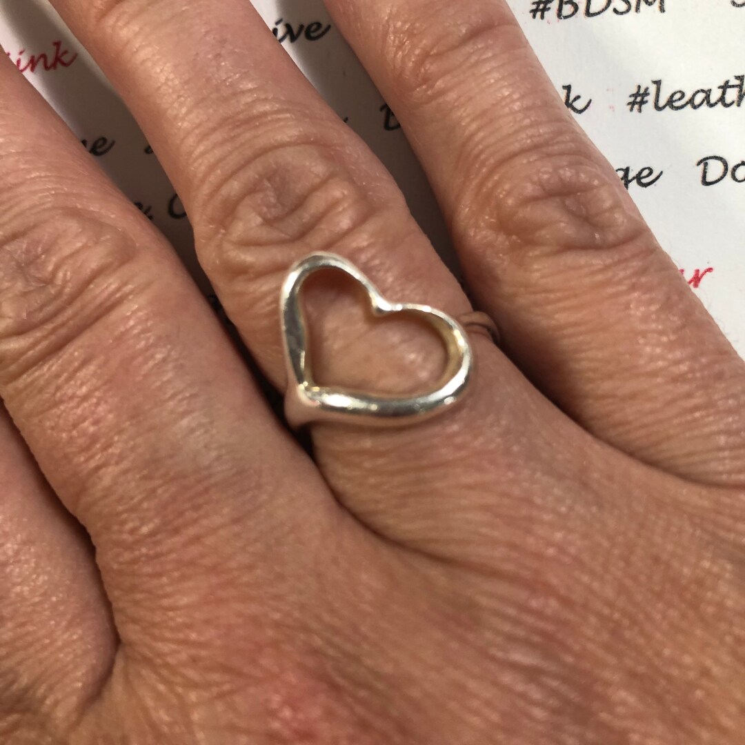 Original Hand Forged 925 Sterling Open Floating Heart Finger Ring Sz 6 ...