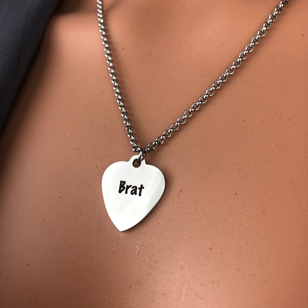 Origina All Stainless Steel BRAT Heart Pendant Choker Necklace ...